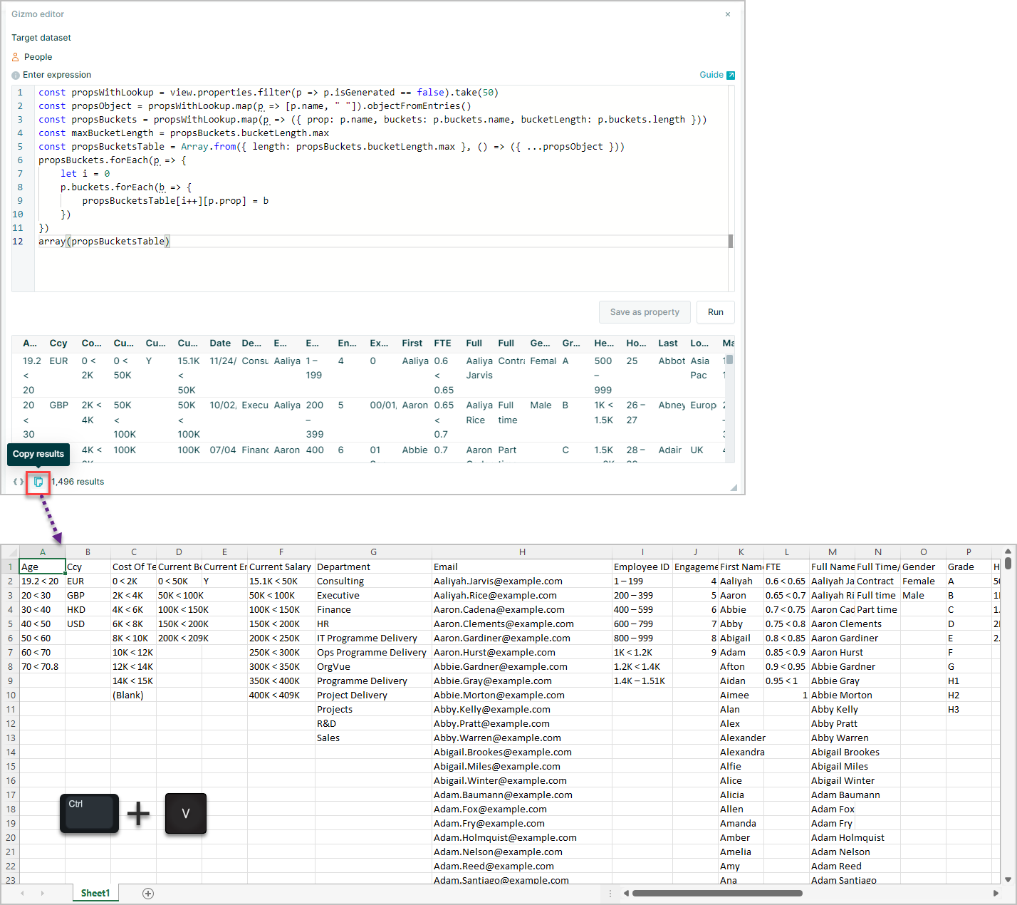 Viewing properties | Orgvue Gizmo Cookbook