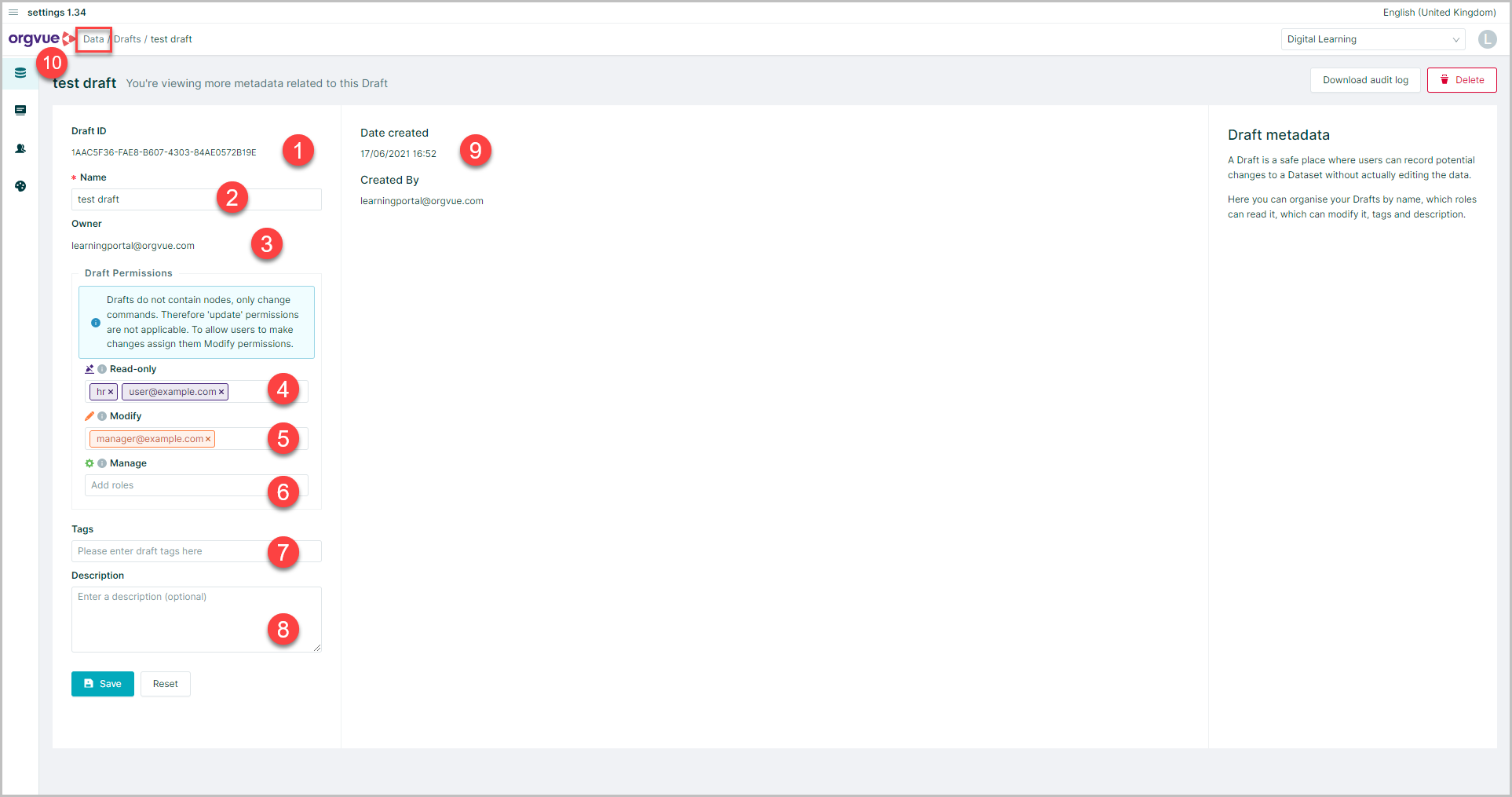 Drafts | Orgvue Settings User Guide